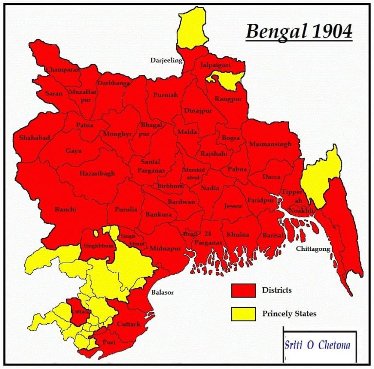 Various Partition Maps of Bengal (1905-1947) - Sriti O Chetona